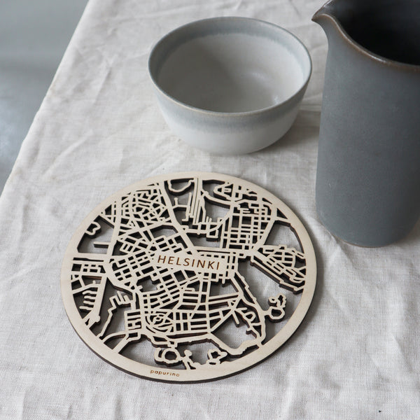 Wood map trivet – Papurino